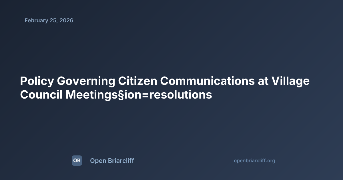Policy Governing Citizen Communications at Village Council Meetings ...